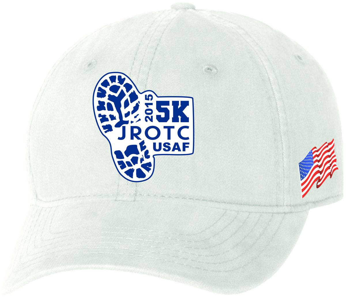 5K 2015 JROTC Unstructured Adjustable Cap Air Force Blue on White