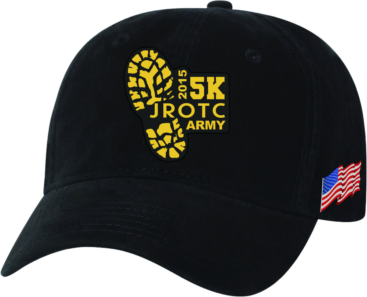 5K 2015 JROTC Unstructured Adjustable Cap Army Gold on Black (6-10)