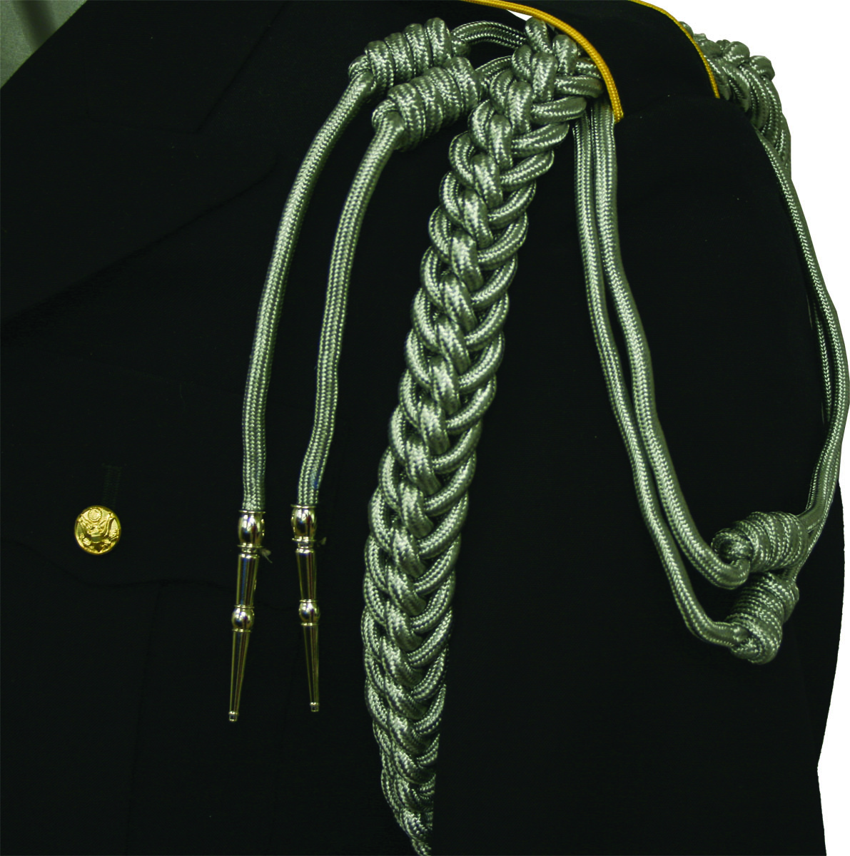 Single Braid Shoulder Cord 2 Knots 2 Gold Tips (One Color)