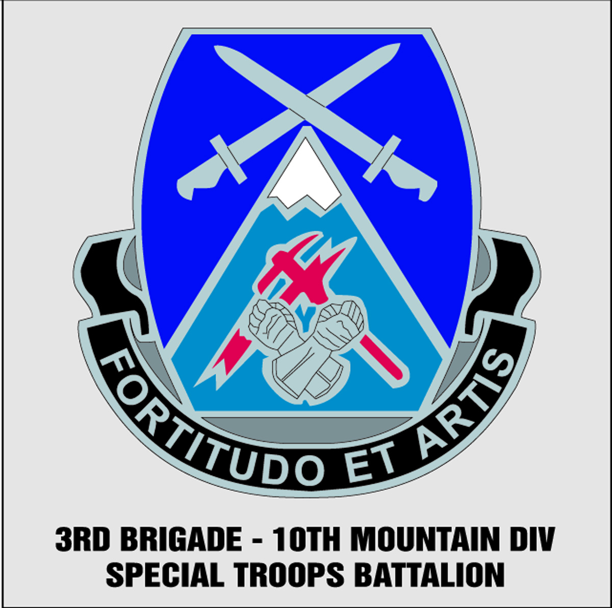 3 Brigade 10 Mountain Division STB Unit Crest Decal 4.25in x 5.25in