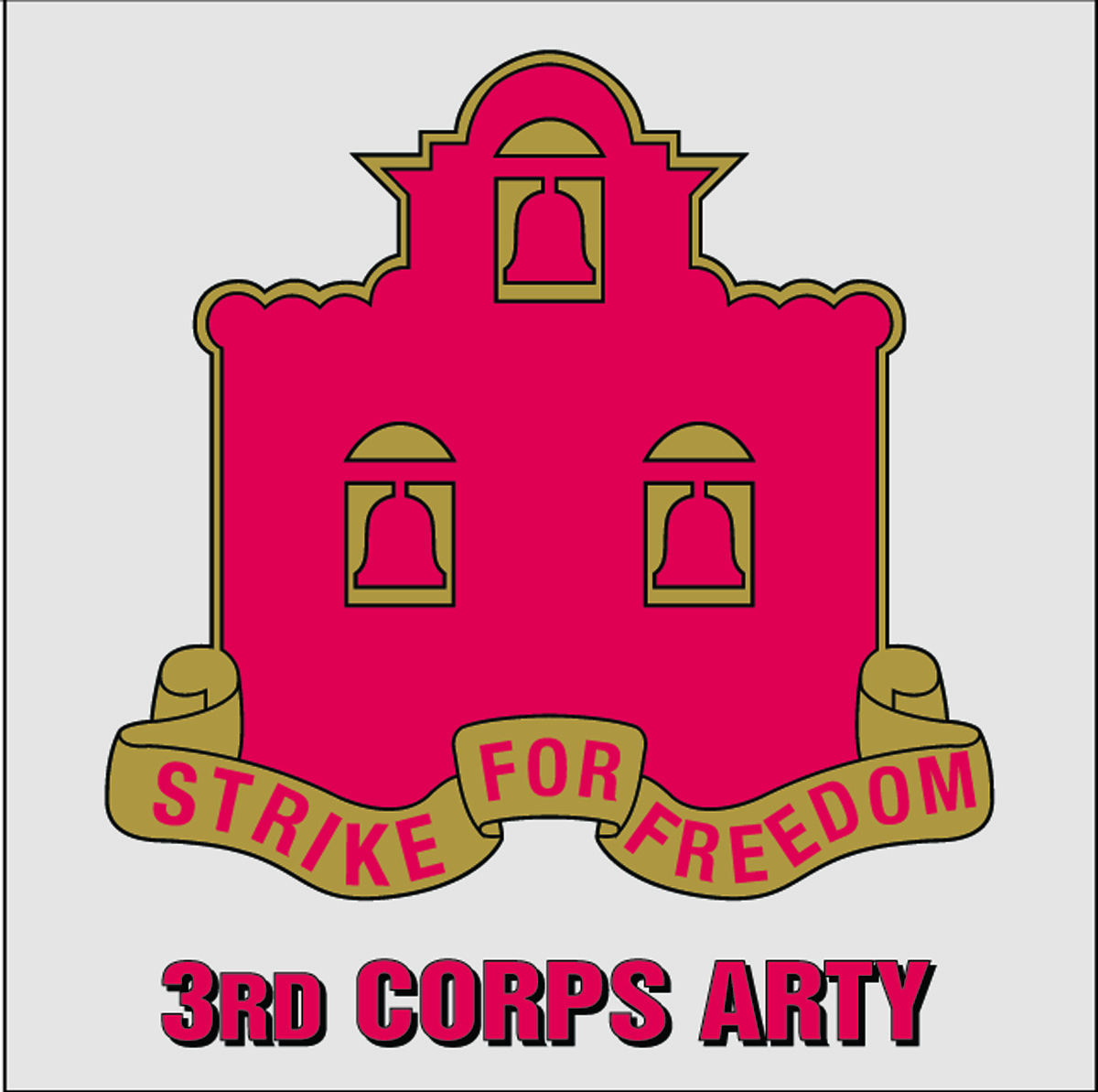 3 Corps Artillery Unit Crest Decal 4.25in x 5.25in