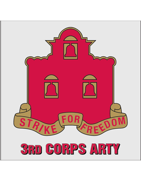 3 Corps Artillery Unit Crest Decal 4.25in x 5.25in