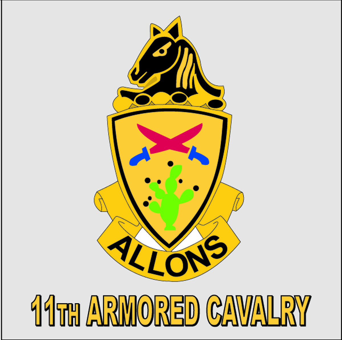 11th Armored Cavalry Unit Crest Decal