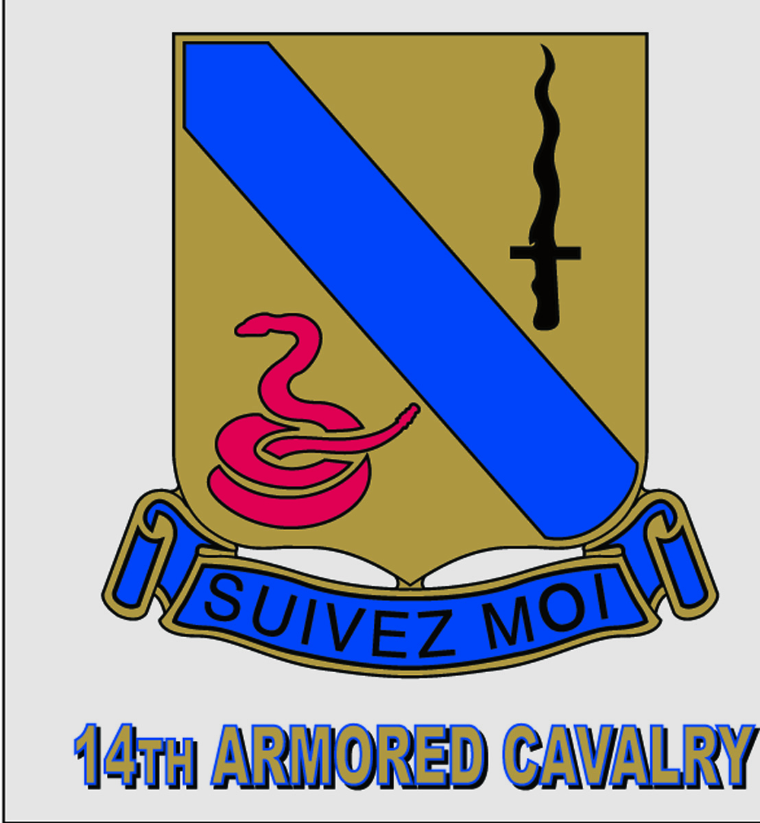 14th Armored Cavalry Unit Crest Decal