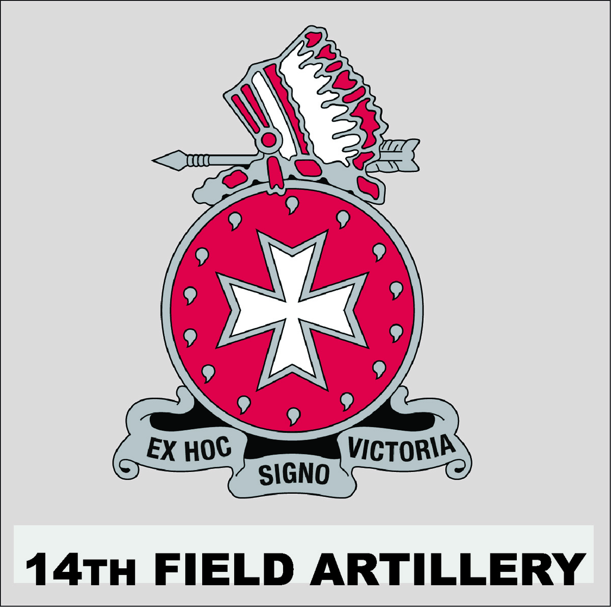 14th Field Artillery Unit Crest Decal