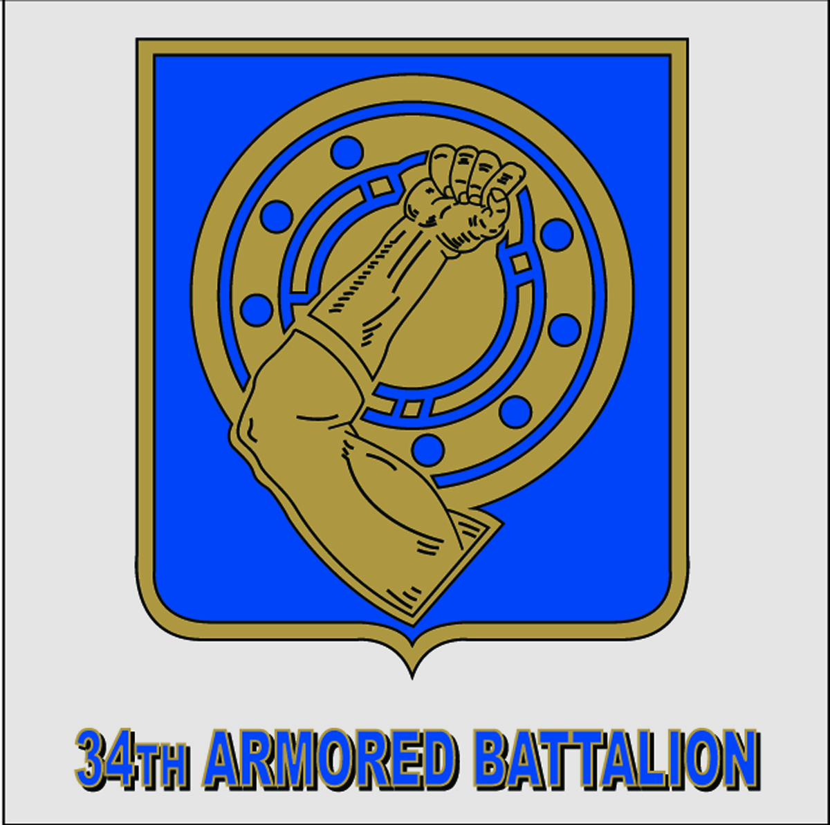 34th Armor Battalion Unit Crest Decal