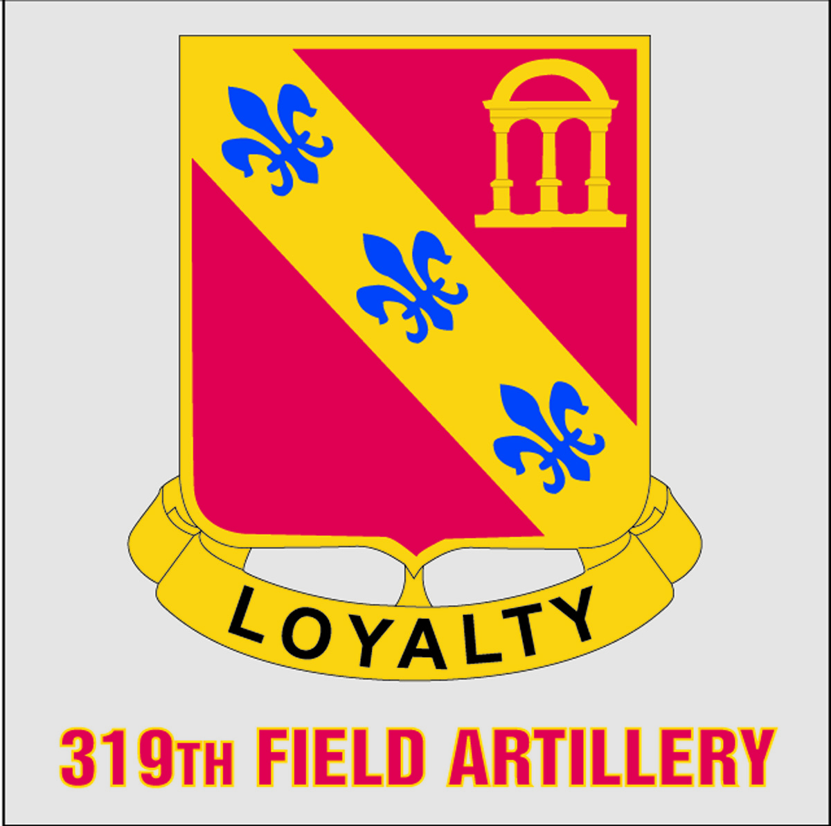 319th Field Artillery Unit Crest Decal