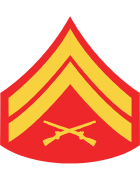USMC Chevron Decal Gold on Red Corporal