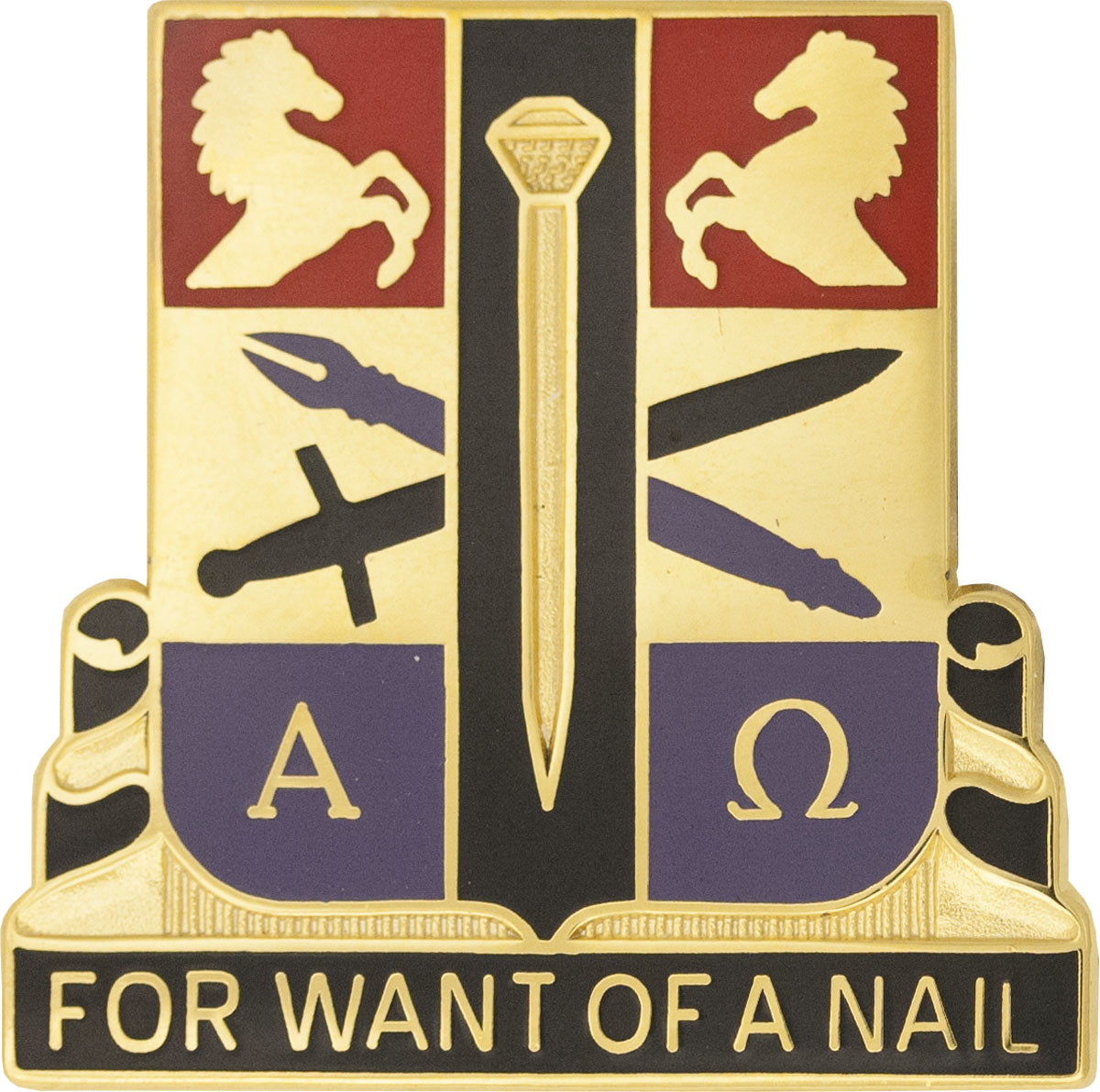 915th Support Battalion Unit Crest (For Want of a Nail)