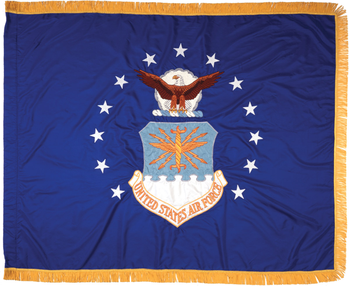 F-AF-02E, US Air Force Flag 4'4in x 5'6in, Rayon, Indoor with Fring...