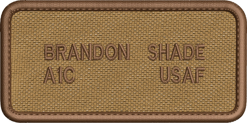 Embroidered Flight Tag Desert with Brown Letters with Fastener (No ...