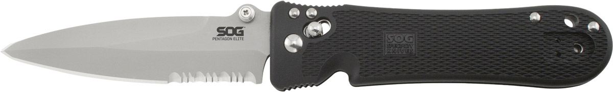 Pentagon Elite1 with Bead Blasted Finish Serrated SOG Knife KNF-SOG...