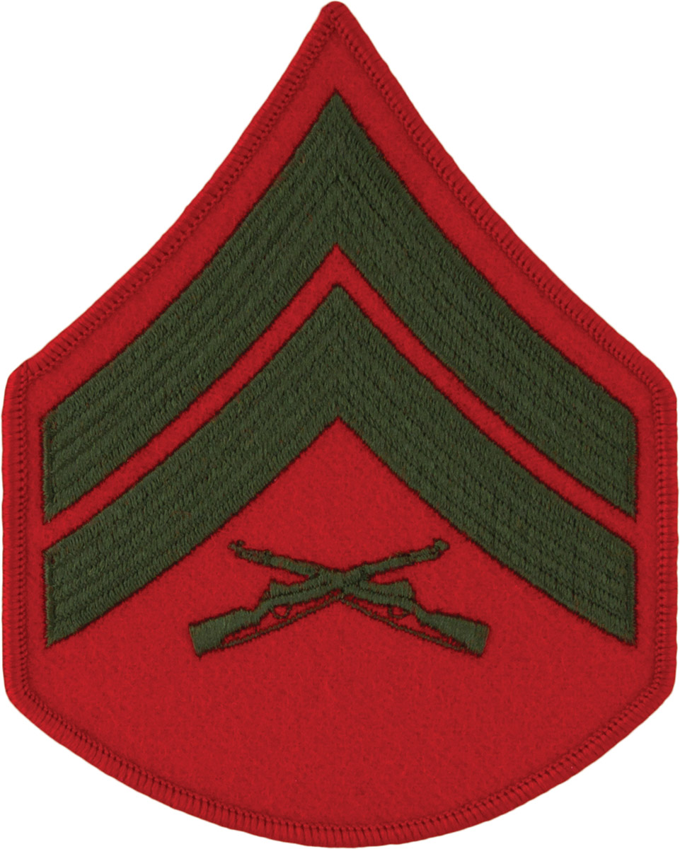 Green/Red Male Chevron (203) Corporal USMC (Pair)