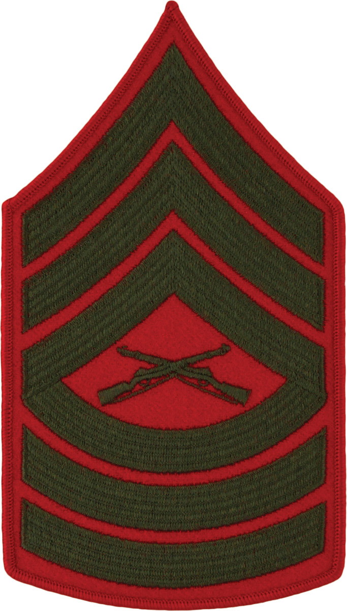 Green/Red Male Chevron (207) Master Sergeant USMC (Pair)