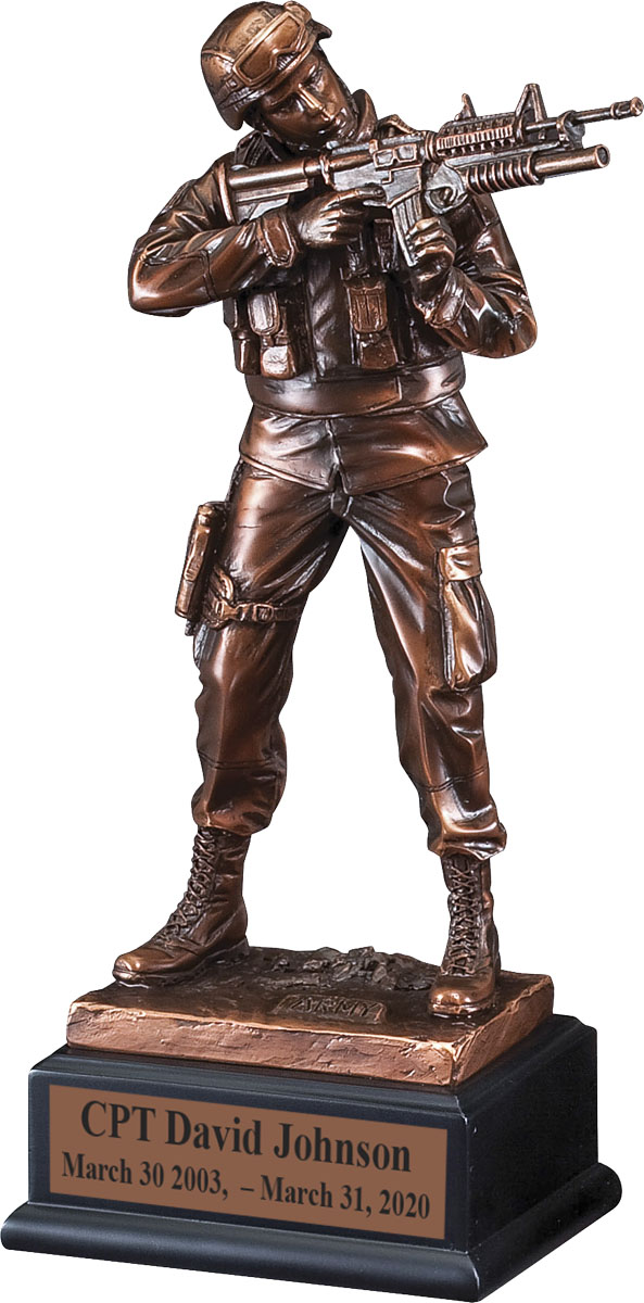 Custom 11.5" U.S. Army Soldier Trophy Electroplated in Bronze