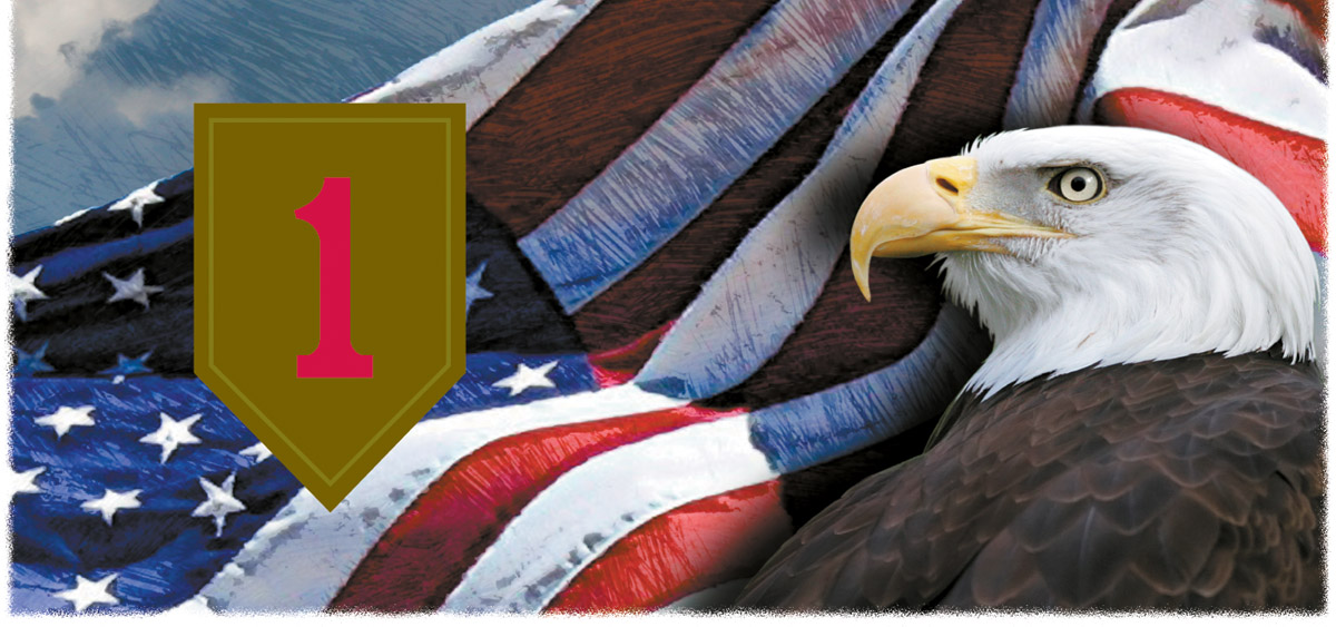 Army Coffee Mug Flag with DOA Seal Background Patch 1 Infantry Div