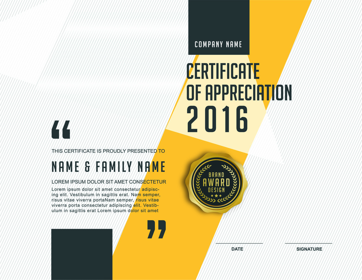 Certificate of Appreciation, Paper