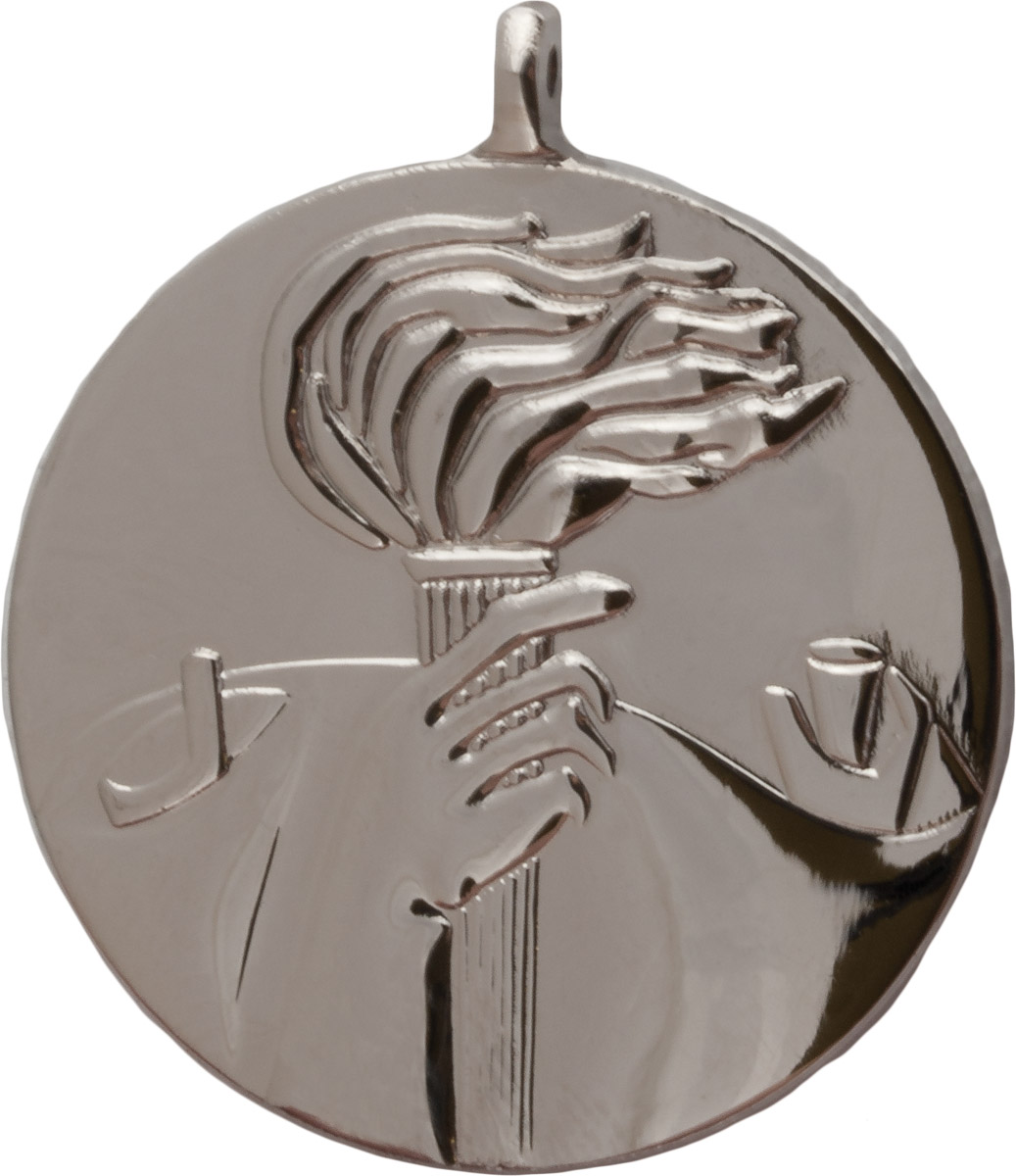 ROTC Medal (RC-ML109B) Torch Round with Smooth Edge Silver 1 1/4in