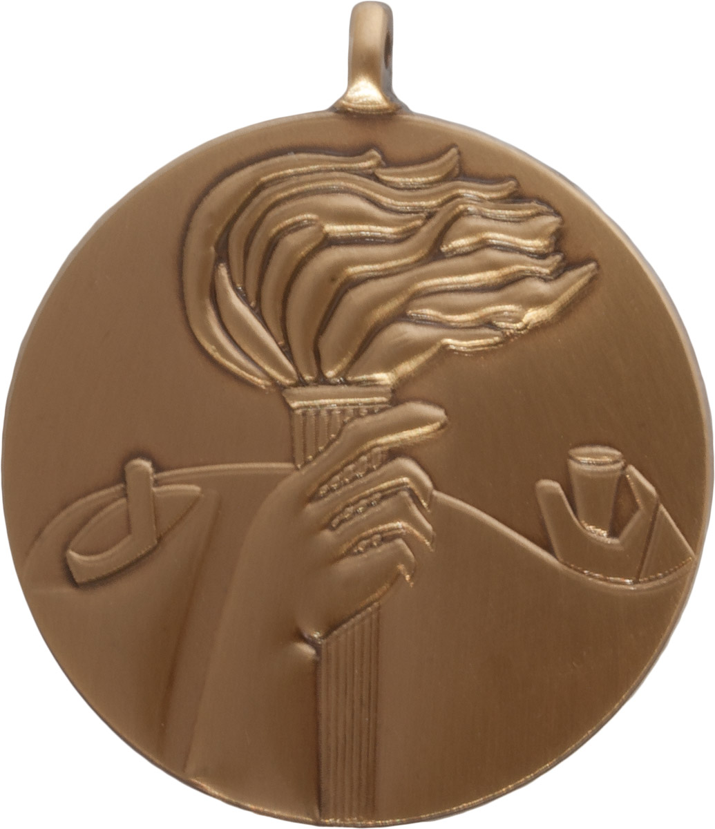 ROTC Medal (RC-ML109C) Torch Round with Smooth Edge Bronze 1 1/4in