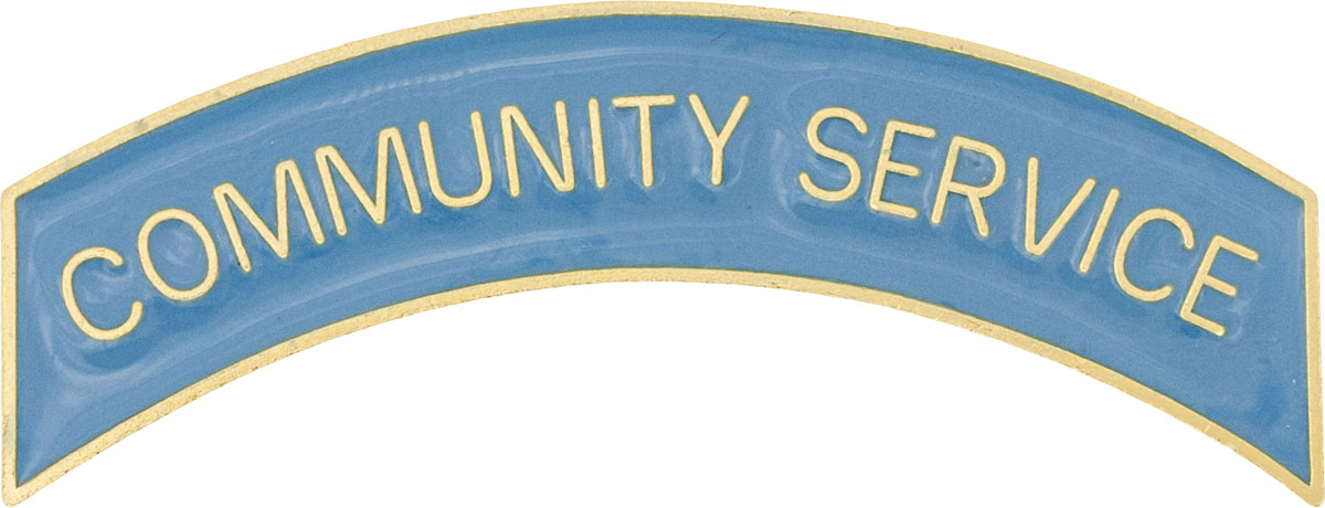 Metal Arc Tab COMMUNITY SERVICE Light Blue with Gold Letters
