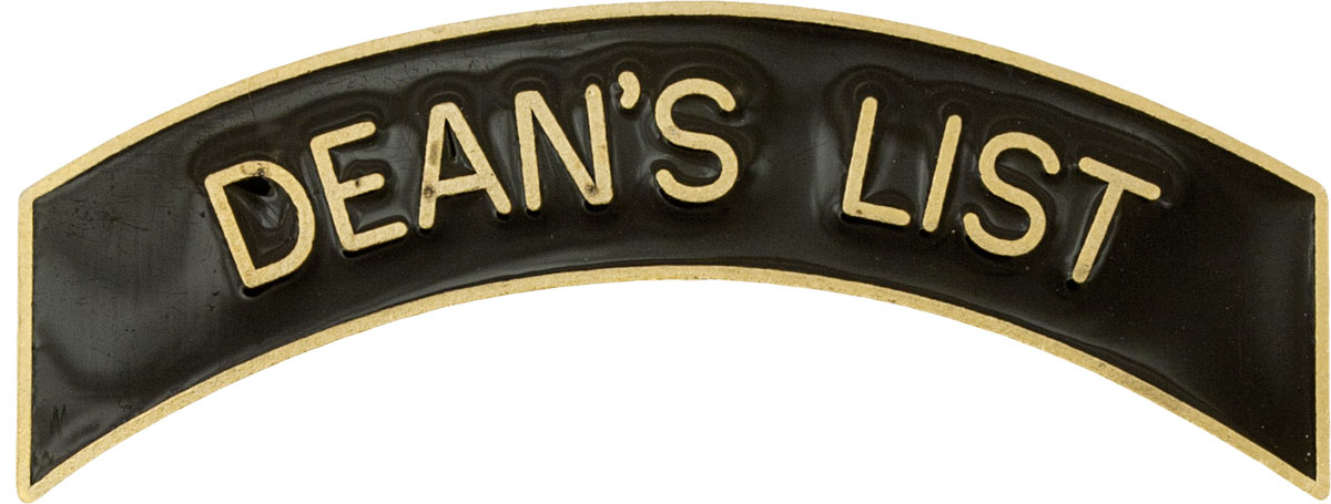 Metal Arc Tab DEAN'S LIST Black with Gold Letters