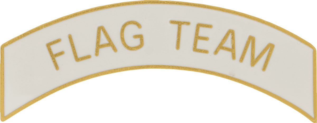 Metal Arc Tab FLAG TEAM White with Gold Letters