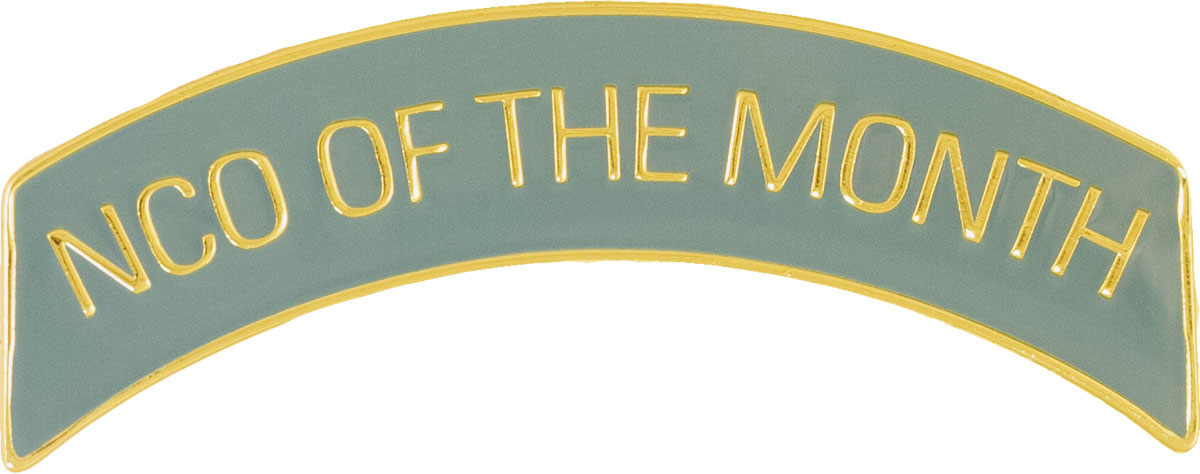 Metal Arc Tab NCO OF THE MONTH Light Blue with Gold Letters