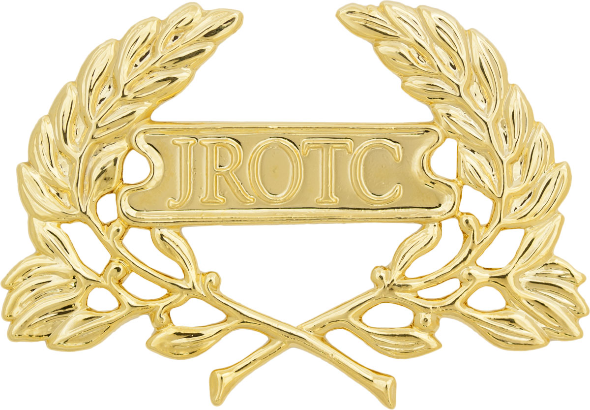 Army JROTC Cap Device with Letters in Panel, Long Clutch Back