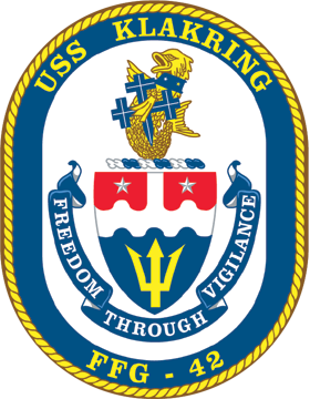 Frigate USS Klakring FFG-42 Coat of Arms Sticker