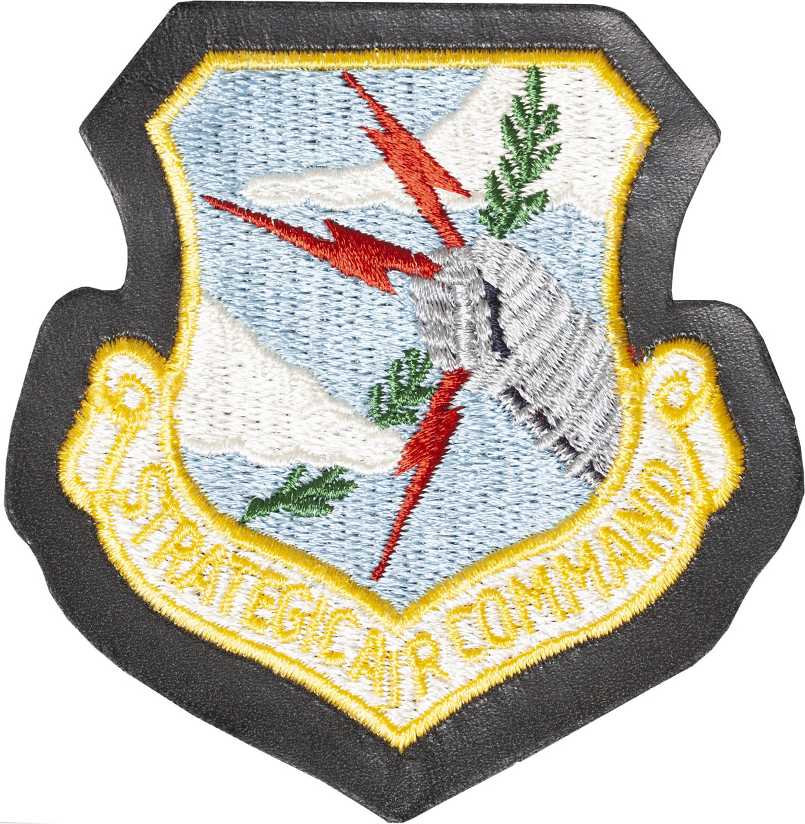USAF Strategic Command Full Color Patch On Leather with Fastener