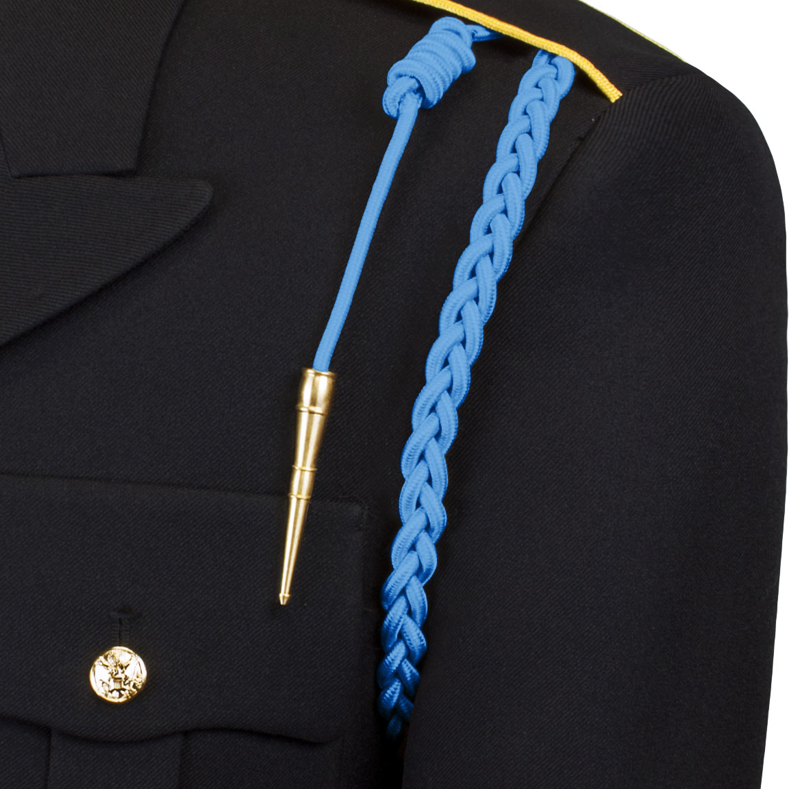 French Single Braid Shoulder Cord with Gold Tip (One Color)