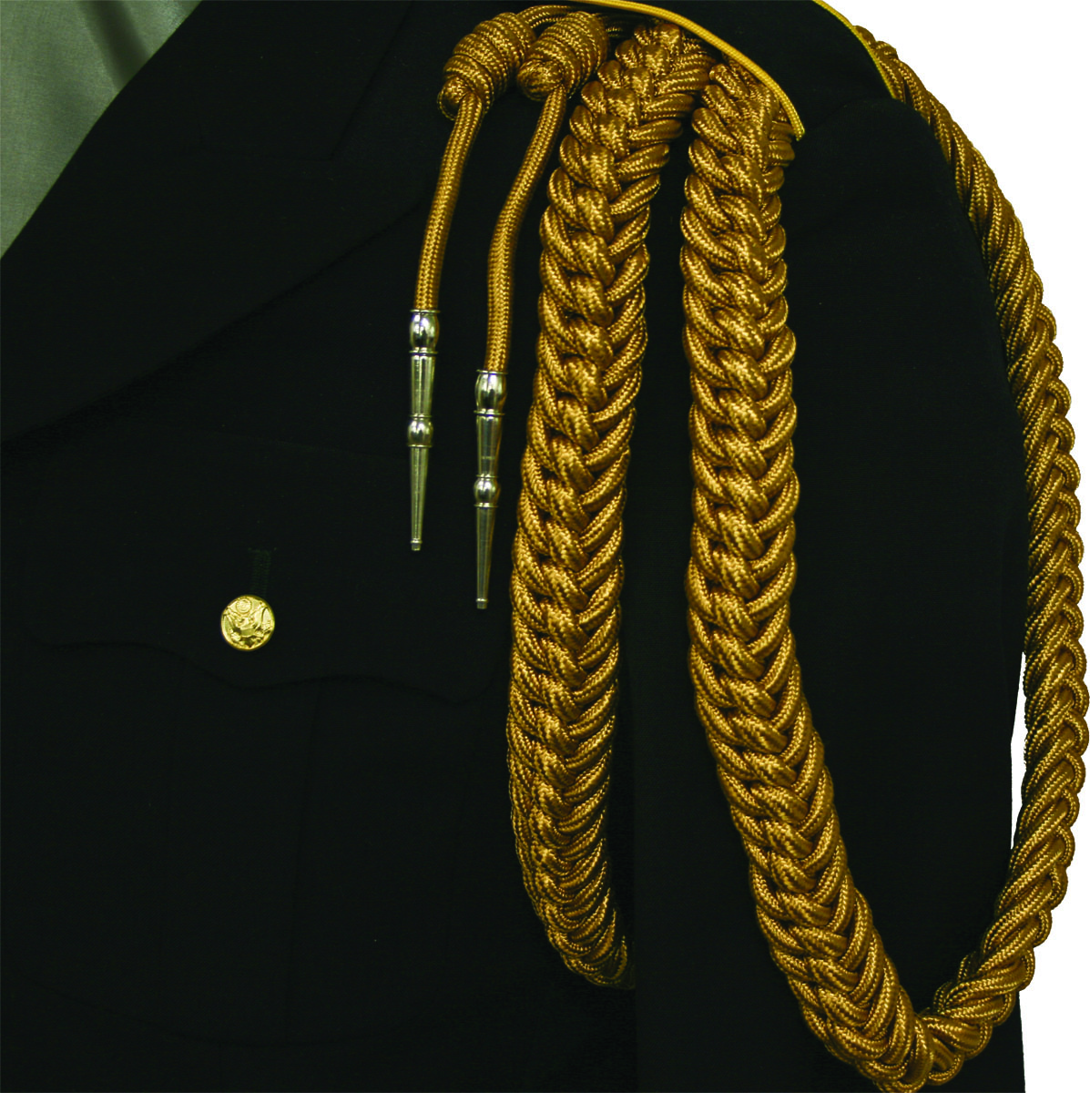 Double Braid Aiguillette Shoulder Cord with 2 Nickel Tips (One Color)