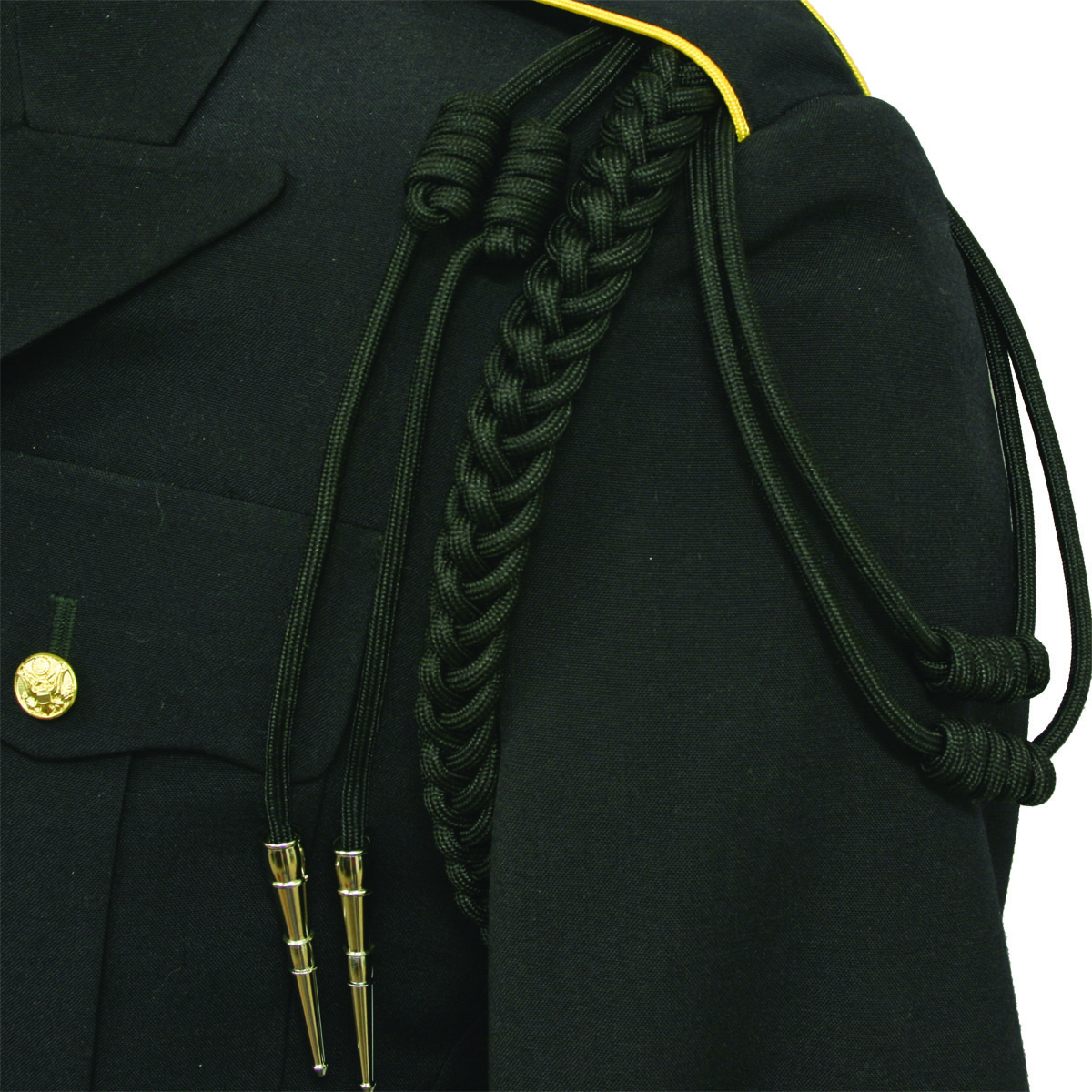 Single Braid Shoulder Cord with 2 Knots 2 Nickel Tips (One Color)