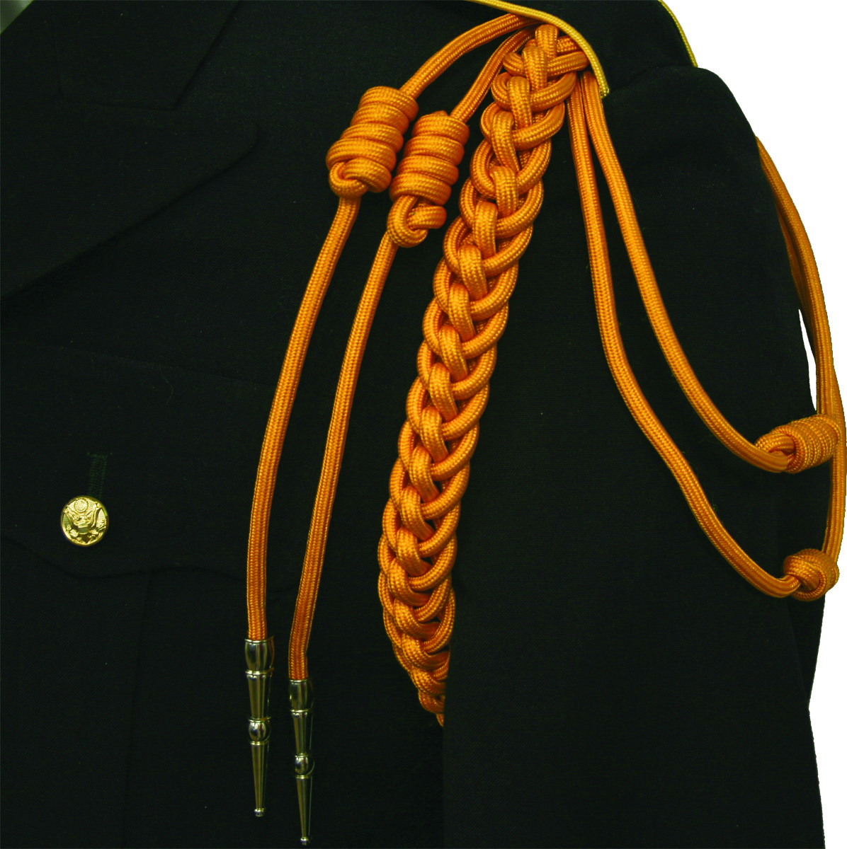 Single Braid Shoulder Cord with 2 Knots 2 Nickel Tips (One Color)