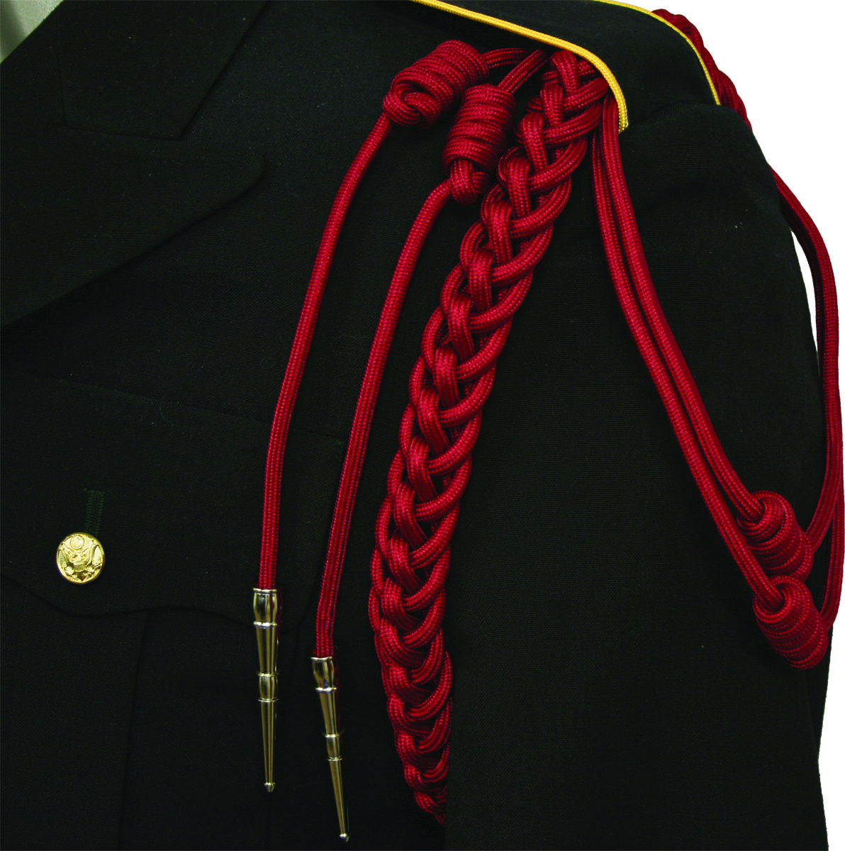 Single Braid Shoulder Cord with 2 Knots 2 Nickel Tips (One Color)